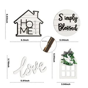 Fall Tiered Tray Decor 10 Pieces Farmhouse Decor for Tiered Tray, White Exquisite Relief Design Sign Rustic Table Ornaments for Kitchen Table Decoration, Housewarming Gift (Tiered Tray NOT Included)