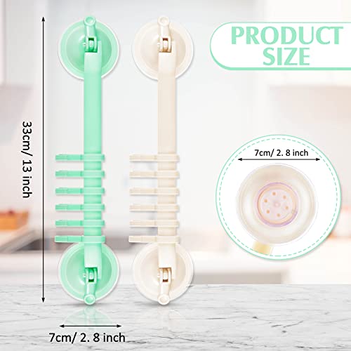 Juexica 2 Pcs Miniature Hanging Rod with 6 Hooks Adhesive Utensil Hanger Moveable Kitchen for Bathtub Suction Hook Multi Function No Drilling Holes Holder Rack