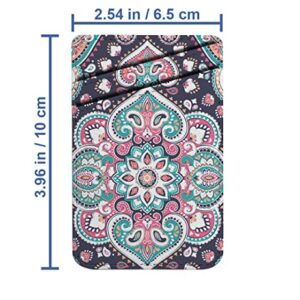 Diascia Pack of 2 - Cellphone Stick on Leather Cardholder ( Beautiful Indian Floral Paisley Pattern Pattern ) ID Credit Card Pouch Wallet Pocket Sleeve