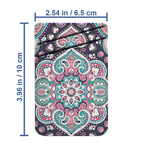 Diascia Pack of 2 - Cellphone Stick on Leather Cardholder ( Beautiful Indian Floral Paisley Pattern Pattern ) ID Credit Card Pouch Wallet Pocket Sleeve