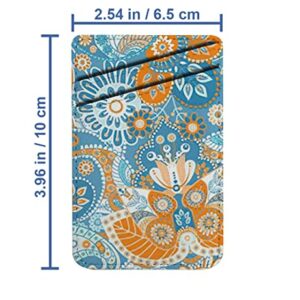 Diascia Pack of 2 - Cellphone Stick on Leather Cardholder ( Floral Paisley Flowers Pattern Pattern ) ID Credit Card Pouch Wallet Pocket Sleeve