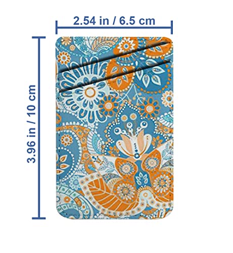 Diascia Pack of 2 - Cellphone Stick on Leather Cardholder ( Floral Paisley Flowers Pattern Pattern ) ID Credit Card Pouch Wallet Pocket Sleeve