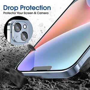 amFilm OneTouch Screen Protector Compatible with iPhone 14 6.1" Tempered Glass and Camera Lens Protector Yellow iPhone 14, Edge to Edge Full Coverage with Easy Installation Kit, 2+2 Pack