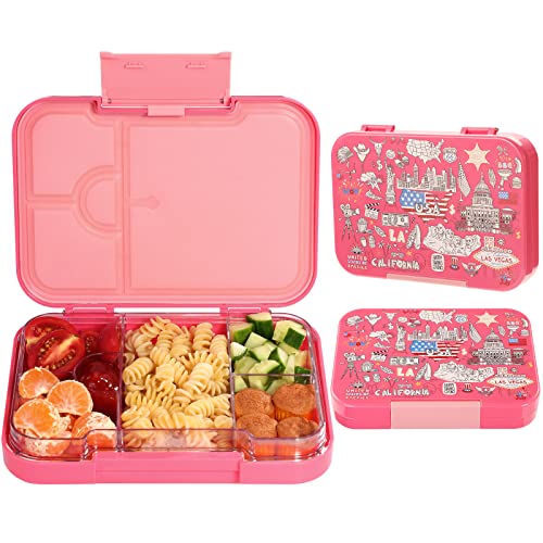 AOHEA Bento Lunch Box for Kids: BPA Free Kids Bento Box Toddler Lunch Box for Daycare or School(Pink)