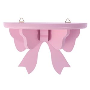 operitacx princess bow shelf wood floating shelves bowknot shaped wall shelves flower pot wall rack planter display holder for bedroom nursery living room wall decor semi circle wall shelf