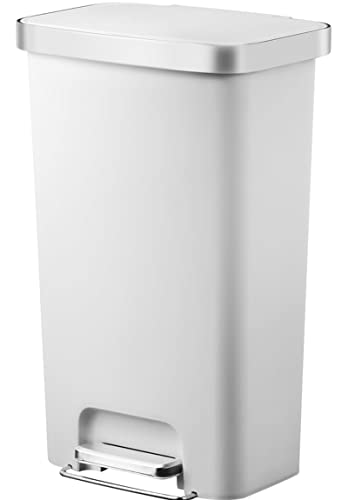 DCLINA Better Homes & Gardens 11.9 gal Plastic Rectangular Kitchen Step Garbage Can, Gray (White)