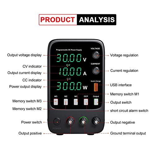 DC Power Supply Variable Laboratory Power Supply Adjustable DC Power Supply With Memory Function Programmable Switching Power Supply DC Power Supply Current Stabilizer for Spectrophotometer and lab Eq