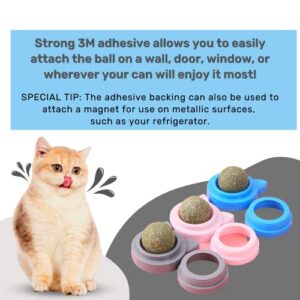 XanderPets Catnip Balls That Stick On Wall - Cat Nips Organic - Magic Cat Balls - Interactive Toys for Indoor Cats - Essential Cat Accessories - USA 3 Pack (Tabby Grey)