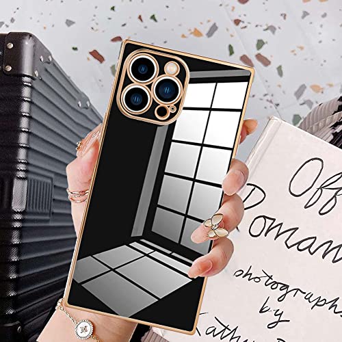 KANGHAR Square Case Compatible with iPhone 13 Pro Max Luxury Cute Plating Electroplated Design Square Case Full-Body Anti-Scratch Shockproof Bumper Protective Cover for iPhone 13 Pro Max 6.7 Inch