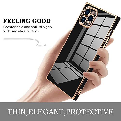 KANGHAR Square Case Compatible with iPhone 13 Pro Max Luxury Cute Plating Electroplated Design Square Case Full-Body Anti-Scratch Shockproof Bumper Protective Cover for iPhone 13 Pro Max 6.7 Inch