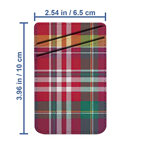 Diascia Pack of 2 - Cellphone Stick on Leather Cardholder ( Pink Plaid Tartan Pattern Pattern ) ID Credit Card Pouch Wallet Pocket Sleeve