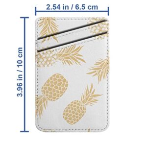 Diascia Pack of 2 - Cellphone Stick on Leather Cardholder ( Metallic Cream Gold Pineapple Fruit Pattern Pattern ) ID Credit Card Pouch Wallet Pocket Sleeve