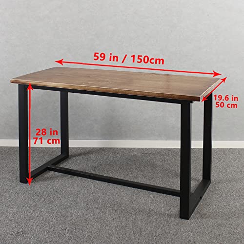 MBQQ Solid Wood & Metal Home Office Desk, Industrial Modern Desk,Writing Desk,Workstation,Gaming Workbench,Dining Table,Long Table for Home(47 inch)