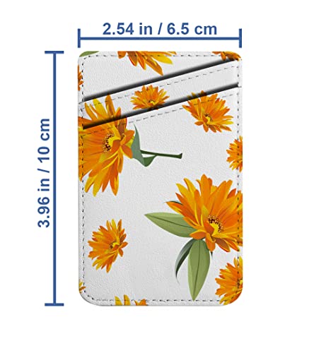 Diascia Pack of 2 - Cellphone Stick on Leather Cardholder ( Flower Love Orange Beautiful Article Pattern Pattern ) ID Credit Card Pouch Wallet Pocket Sleeve