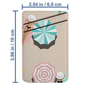 Diascia Pack of 2 - Cellphone Stick on Leather Cardholder ( Ladies On Beach Pattern Pattern ) ID Credit Card Pouch Wallet Pocket Sleeve