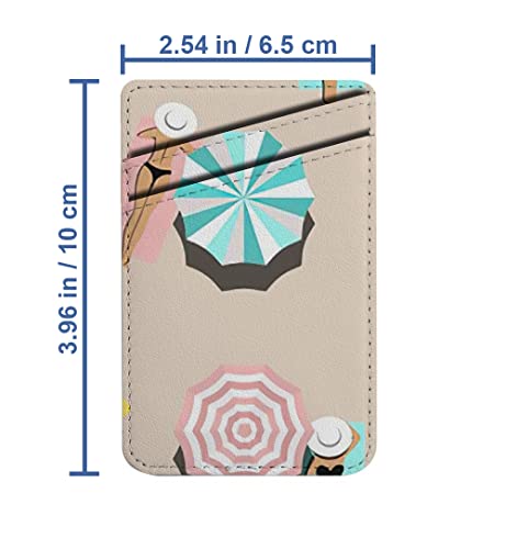 Diascia Pack of 2 - Cellphone Stick on Leather Cardholder ( Ladies On Beach Pattern Pattern ) ID Credit Card Pouch Wallet Pocket Sleeve