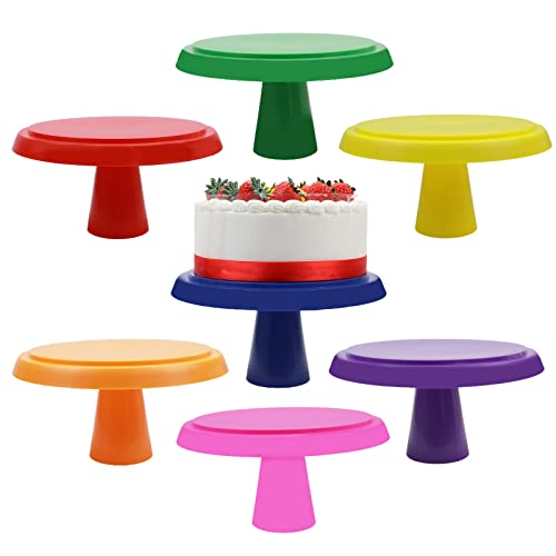 Enjoy Myself 7-Piece Set of Colorful Cake Stands, Versatile Dessert Plates and Fruit Platters, Cupcake Display Serving Tray for Any Occasion