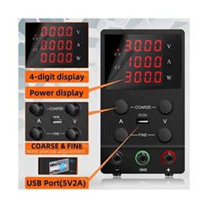 DC Power Supply Variable Lab DC Power Supply Adjustable Voltage Regulator Stabilizer Switching Bench Source Supply Variable 30V 10A Coarse And Fine Adjustments for Spectrophotometer and lab Equipment