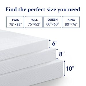 Opoiar 10 Inch Queen Mattress, Green Tea Memory Foam Mattress Queen Size in a Box,Medium Firm Feel Gel Infused Mattress with White Cover,Supportive,Made in USA,CertiPUR-US