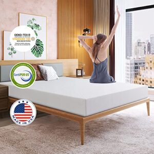 Opoiar 10 Inch Queen Mattress, Green Tea Memory Foam Mattress Queen Size in a Box,Medium Firm Feel Gel Infused Mattress with White Cover,Supportive,Made in USA,CertiPUR-US