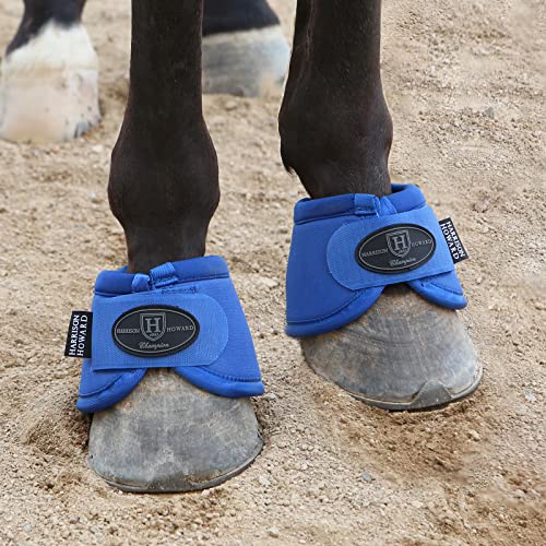 Harrison Howard Horse Bell Boots Overreach Bell Boots No-Turn Bell Boots for Horse-Durable Protective Hoof Boot Blue Medium