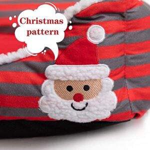 Hollypet Pet Dog Bed Rectangle Plush Dog Cat Bed Self-Warming Pet Bed, Red Claus