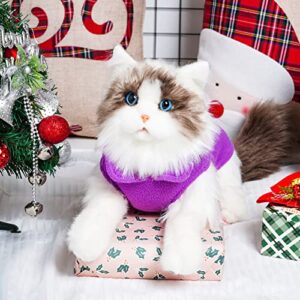 4pcs Dog Vest Sweater Pet Cold Weather Pullover Polar Fleece Winter Puppy Shirt Warm Clothes with Leash Ring for Small Pets Cats Dogs (Medium, Blue Purple Red Rose)