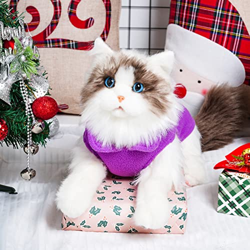 4pcs Dog Vest Sweater Pet Cold Weather Pullover Polar Fleece Winter Puppy Shirt Warm Clothes with Leash Ring for Small Pets Cats Dogs (Medium, Blue Purple Red Rose)