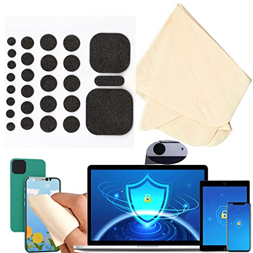 27 Pcs Nano Universal Webcam Covers - 5-Sizes for Every Size Webcam on Any Device -Reusable/Washed Multi-use – Protect Your Privacy and Prevent Lens Glass Breakage- 1 Microfiber Cleaning Cloth