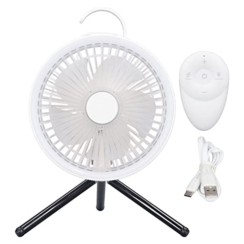 plplaaoo 4000mAh Tent Fan with 12 LED Lights,Camping Fan,Mute USB Rechargeable Battery Operated Desk Fan with Bracket,Hanging Hook,Remote Control,for Fishing, Camping,Office