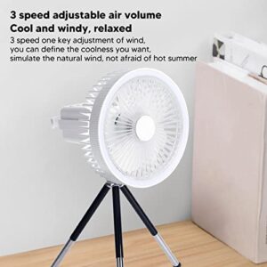 plplaaoo 4000mAh Tent Fan with 12 LED Lights,Camping Fan,Mute USB Rechargeable Battery Operated Desk Fan with Bracket,Hanging Hook,Remote Control,for Fishing, Camping,Office