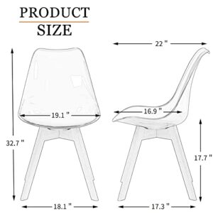 ANOUR Modern Dining Chairs Set of 4, Clear Kitchen Chairs, Acrylic Accent Seat Cushions Made PU Leather and Solid Beech Legs, Suitable for Room, Living Bedroom