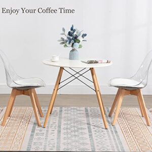 ANOUR Modern Dining Chairs Set of 4, Clear Kitchen Chairs, Acrylic Accent Seat Cushions Made PU Leather and Solid Beech Legs, Suitable for Room, Living Bedroom