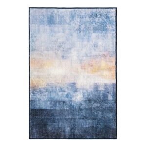 Phantoscope Aesthetic Print 2x3 Small Indoor Door Mat Gradient Style Non-Slip Backing Doormat Entryway Throw Area Rug Machine Washable, Blue & Beige