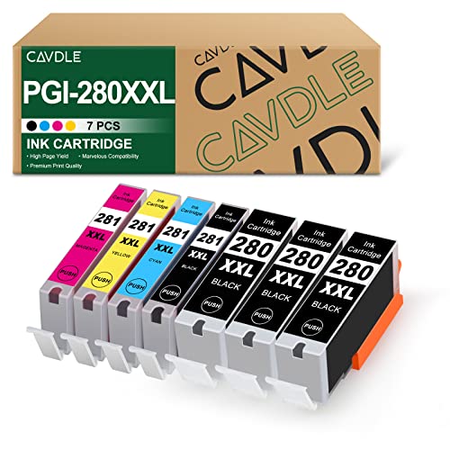 CAVDLE PGI280XXL Compatible Ink Cartridges Replacement for Canon 280 281 XXL Ink Cartridge Works with Canon PIXMA TR8520 TR8620 TS6220 TS6320 TR7520 TS6120 TS9120 TS8120 Color Set - 7 Packs