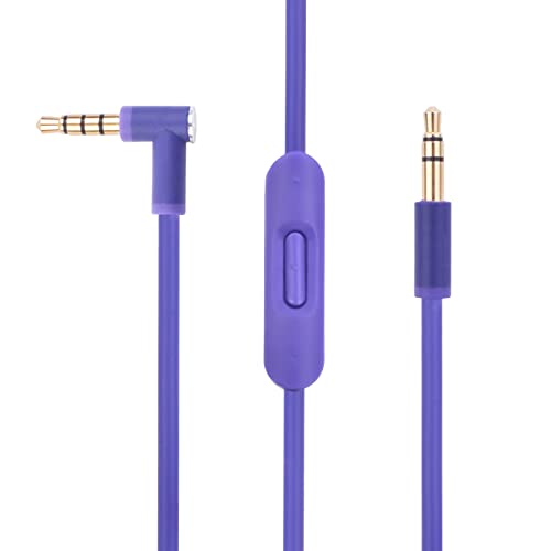 Solo 3 Replacement Audio Cable Cord with Inline Mic and Volume Control for Beats by Dre Headphone Solo/Studio/Pro/Detox/Wireless/Mixr/Executive/Pill HD Sound Quality, Dual 3.5mm Plugs (Purple)