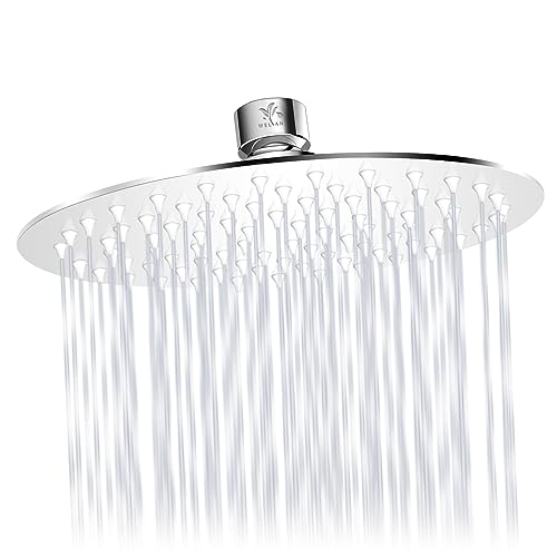 Welan Rain Shower Head Round 12 Inch Shower Heads High Pressure Angle Adjustable,304 Stainless Steel Waterfall Shower Heads Rainfall, Ultra-thin Pressure Boosting Large Showerheads