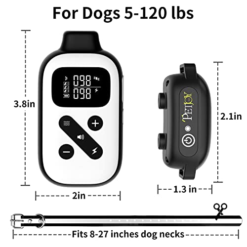 PetJoy Shock Collar for Large Dogs, Bark Collar with Remote and Automatic Mode, Dog Training Collar with Beep, Vibration and Shock, Waterproof Electric Dog Reflective Collars