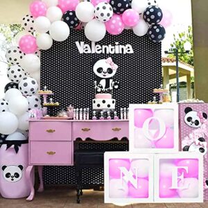 FUNTOOB One boxes with 3Pcs Letters White Clear Balloon Box Blocks Transparent Birthday Box Happy Birthday Boxes Clear Baby Shower Decorations First Birthday Decorations For Boy Or Girl (ONE White)