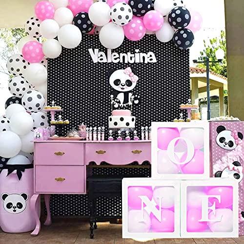 FUNTOOB One boxes with 3Pcs Letters White Clear Balloon Box Blocks Transparent Birthday Box Happy Birthday Boxes Clear Baby Shower Decorations First Birthday Decorations For Boy Or Girl (ONE White)