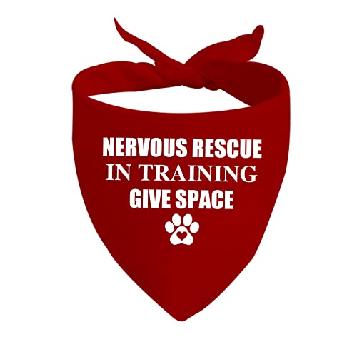 JXGZSO 1 Piece Nervous Rescue in Training Give Space Dog Bandana Ask to Pet Dog Bandana Give Me Space Dog Bandana (Nervous Rescue in Training Give Space)