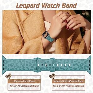 6 Pack Leopard Engraved Band Compatible with Apple Watch Band 38mm 44mm 45mm 49mm, Waterproof Cheetah Sport Silicone Wristbands Replacement for iWatch Series 8 7 6 5 4 3 2 SE for Women Starlight-38