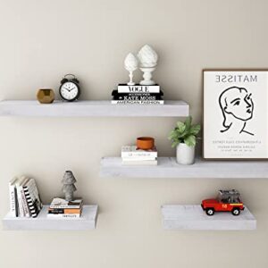 JOLLYMER 10" Deep Floating Shelves Rustic Wall Mounted Wooden Shelves for Bedroom, Bathroom, Living Room (Washed White,48 Inch)