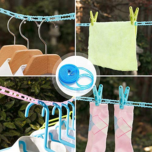 ORIJOYNA 3 Pack Clothesline - Portable Travel Laundry Drying Line with Adjustable Length Ideal for Indoor and Outdoor, Windproof Clothes Line - Perfect for Camping, Travel, and Home Use,16.4 Ft