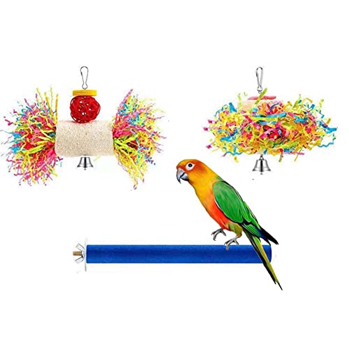 Growtail Bird Parrots Shredding Toys 6Pcs Parakeet Colorful Bamboo Hanging Toys Bird Foraging Toys for Small Bird, Parakeets, Cockatiels, Conures, Budgie, Lovebirds, Hummingbird, Finches