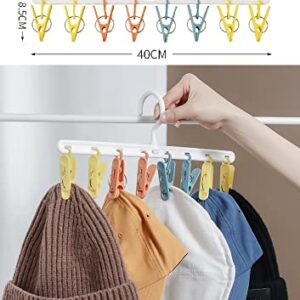 Durable Hanging Closet Organizer for Underwear Double Sided with Mesh Pockets& Hat Storage 8 Hat Storage Clips for Hat Rack for Baseball Caps Hat Organizer Holder (Gray&White, Bra&Hat Storage)