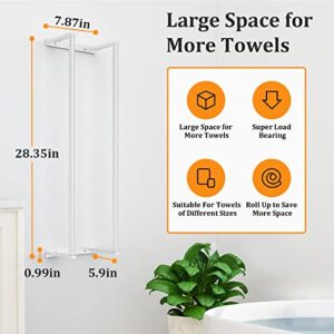 Birosnsy Towel Racks for Bathroom Wall Mounted Rolled Towel Holders Towel Storage Organizer for Small Bathroom Mounted Towel Rack Holds Hand Towels Robes Towels Washcloths in Bathroom/RV/Camper Silver