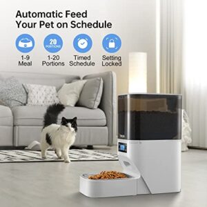 Nevido Automatic Cat Feeders, Built-in Lithium Battery Lasts up to 6 Months, Dry Cat Food Dispenser with Desiccant Bag, Programmable Timed Dog Feeder 1-9 Meals Per Day, Voice Recorder, 4L