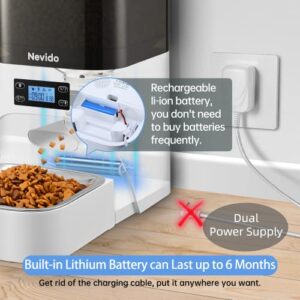 Nevido Automatic Cat Feeders, Built-in Lithium Battery Lasts up to 6 Months, Dry Cat Food Dispenser with Desiccant Bag, Programmable Timed Dog Feeder 1-9 Meals Per Day, Voice Recorder, 4L