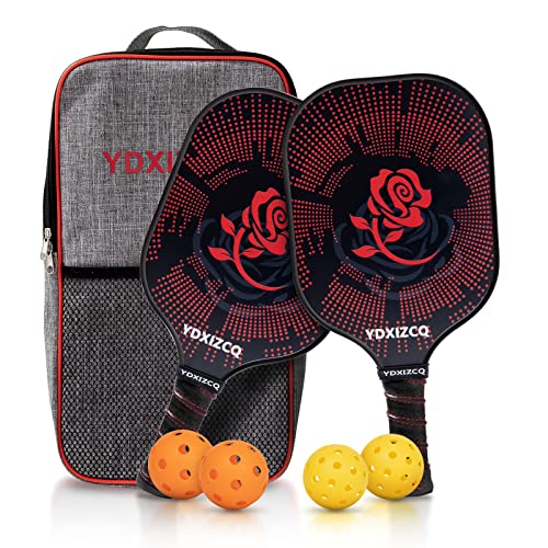 YDXIZCQ Fiberglass Pickleball Paddles Set YD-BR00001 Include Pickleball Paddles*2 Indoor Ball*2 Outdoor Ball*2 Carrying Bag*1 …